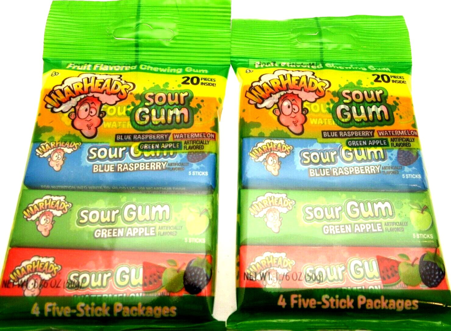 Warheads Sour Gum Extreme SOUR chewing gum candy Lot of 2 - Walmart.com