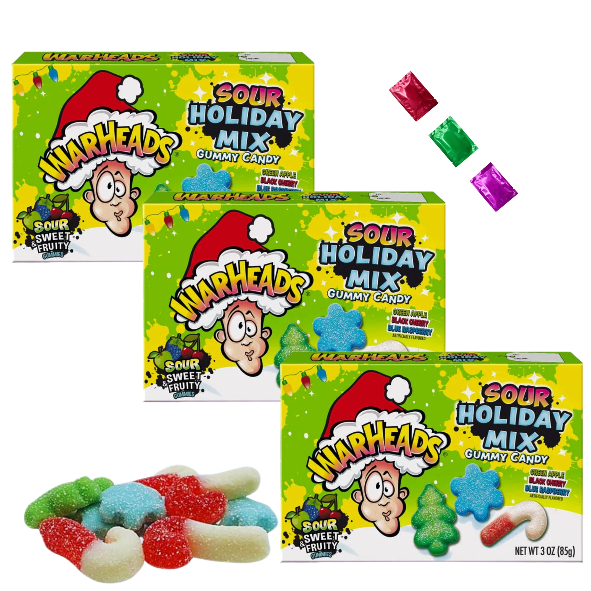 Warheads Sour Holiday Mix Gummy Candy 3 oz Theatre Box 3 Pack, Assorted ...