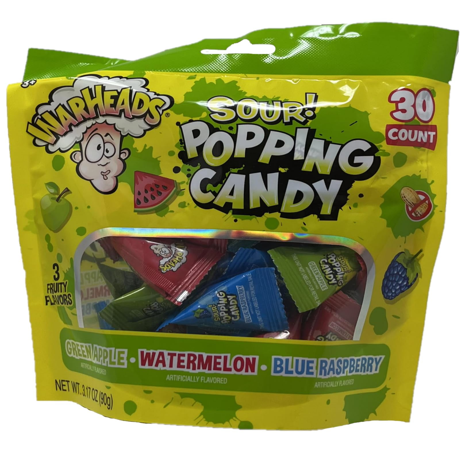 Warheads Sour Popping Candy 30 count bag - Classic Warhead Flavors - 3 ...