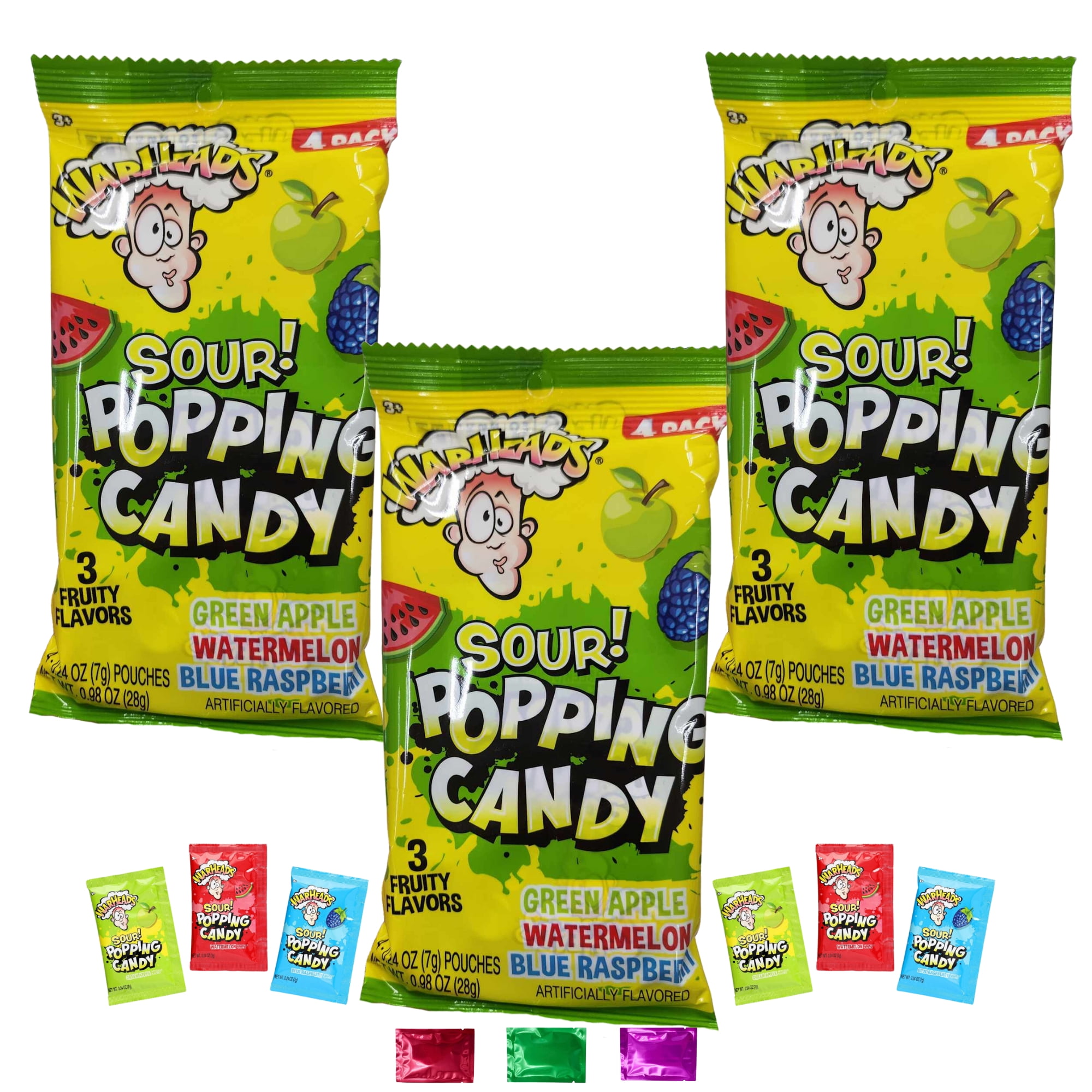 Warheads Sour Popping Candy 4 Pack, Fruit Flavors, Party Favor Stocking ...