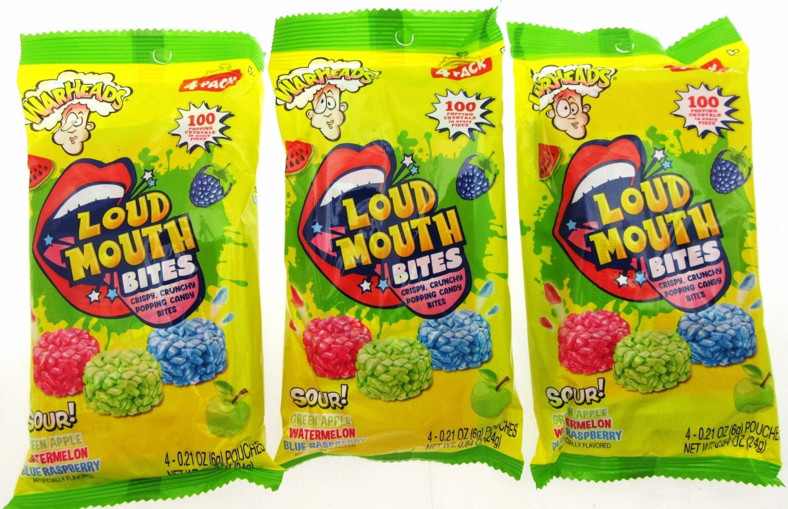 Warheads Sour Popping Candy LOUD MOUTH BITES Lot of 3 - Walmart.com
