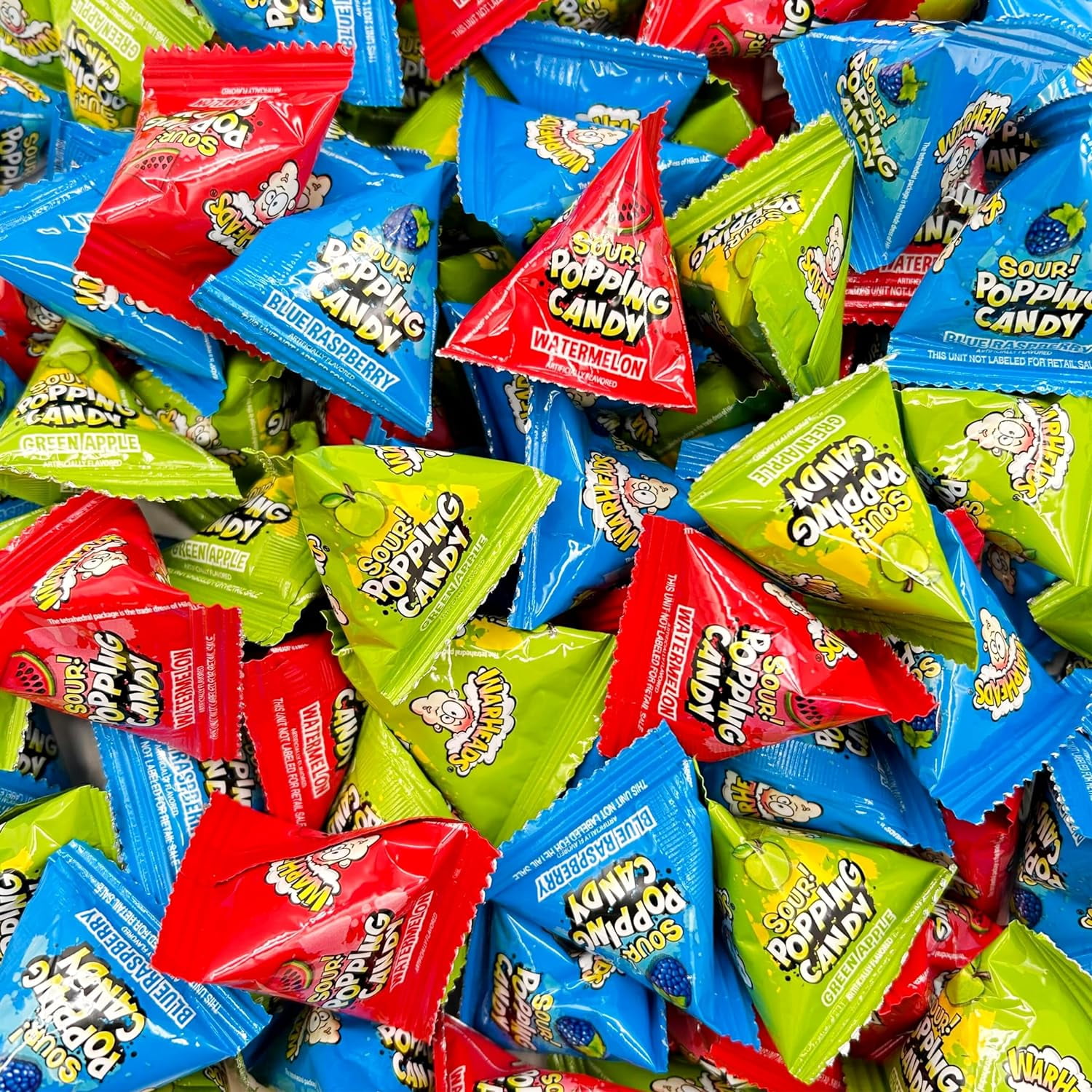 Warheads Sour Popping Rock Candy - Green Apple, Blue Raspberry ...