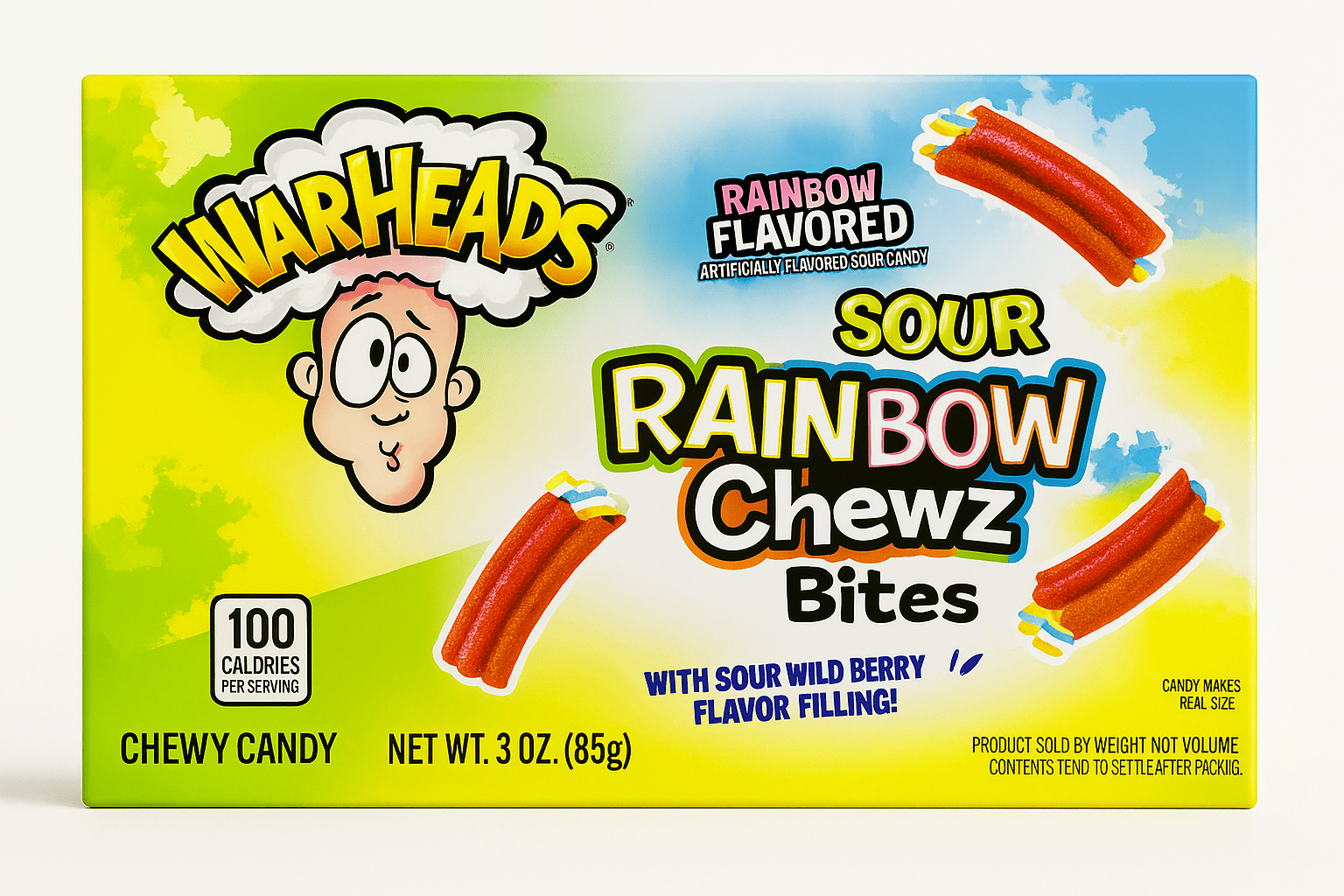 Warheads Sour Rainbow Chewz Bites Box – Rainbow Punch Flavored Chewy ...