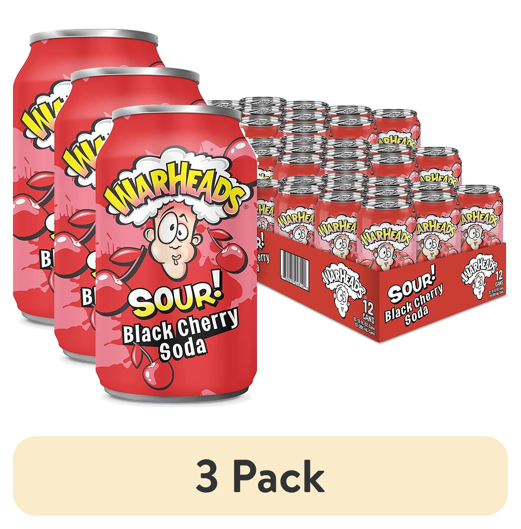 (3 pack) Warheads Sour Soda Black Cherry 12oz Cans - Walmart.com