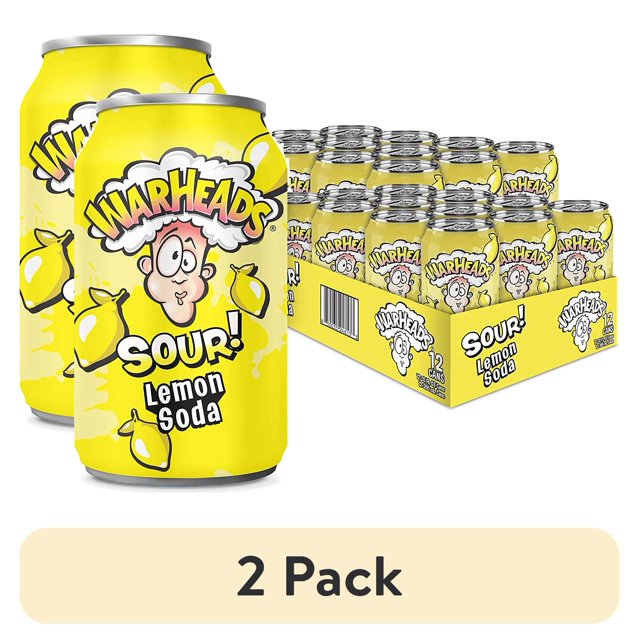 (2 pack) Warheads Sour Soda Lemon 12oz Cans - Walmart.com