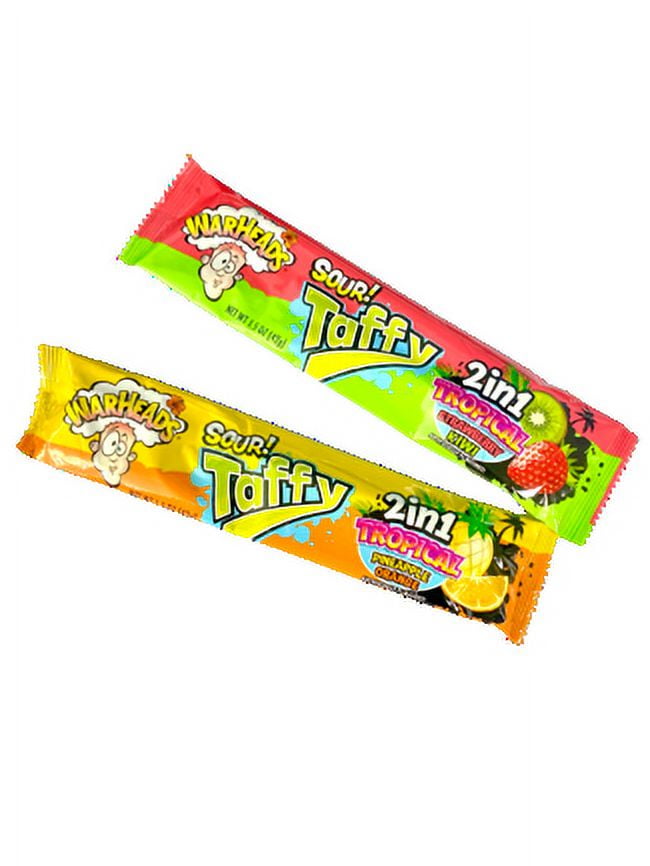 Warheads Sour Taffy 2 in 1 Tropical Flavors 1.5 Ounce Bar - Pineapple ...