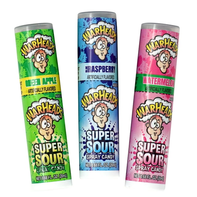 Warheads Super Sour Spray Candy, 0.68 Ounce Each (Pack of 3 Flavors ...