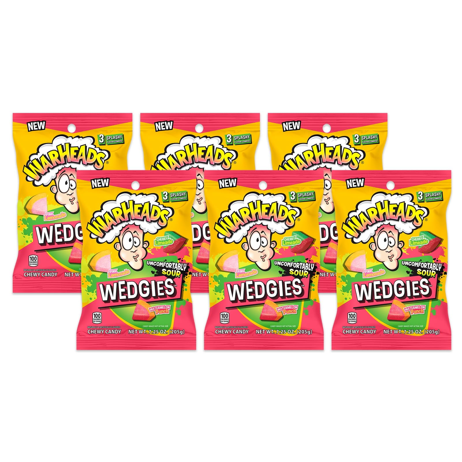 Warheads Wedgies - Sour Chewy Candy - Pink Lemonade, Cherry Limeade ...