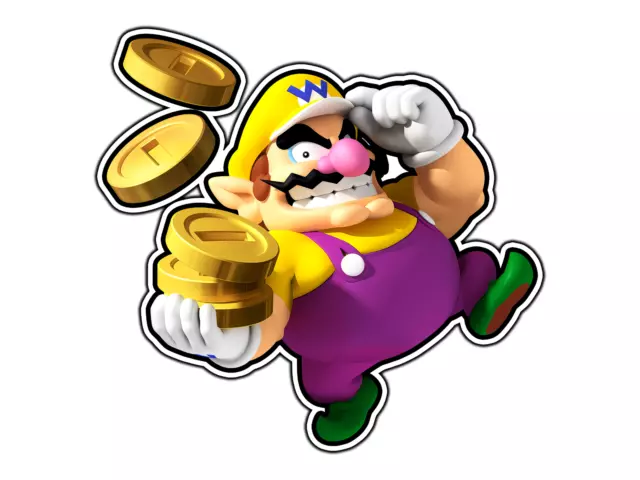 Wario & Gold Coins Waterproof Sticker Phone Decal Water Bottle Stickers ...