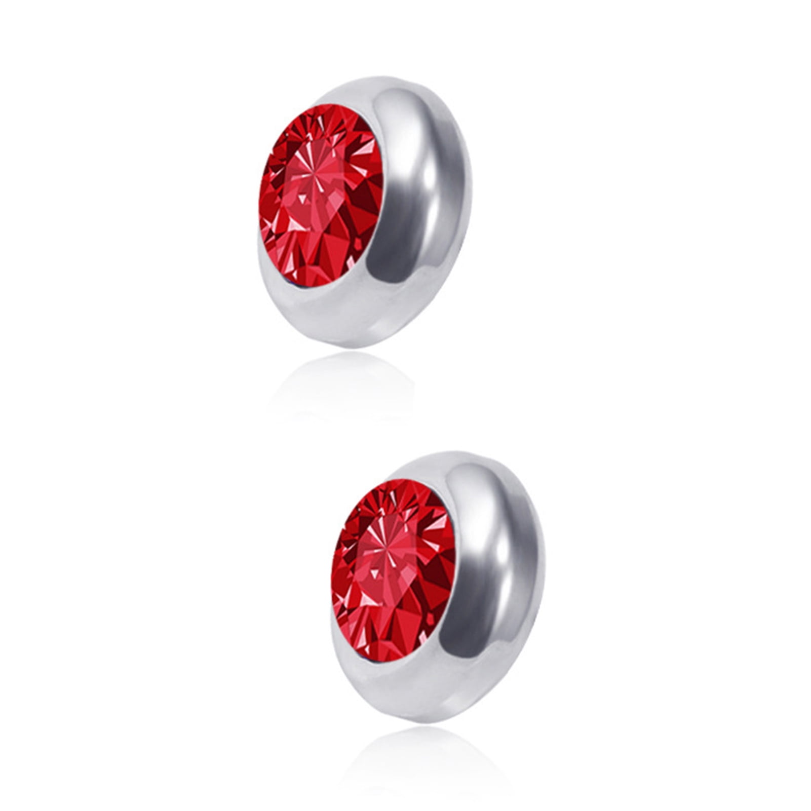 Warkul 1 Pair Ear Studs Non-Piercing Stainless Steel Round Colored ...
