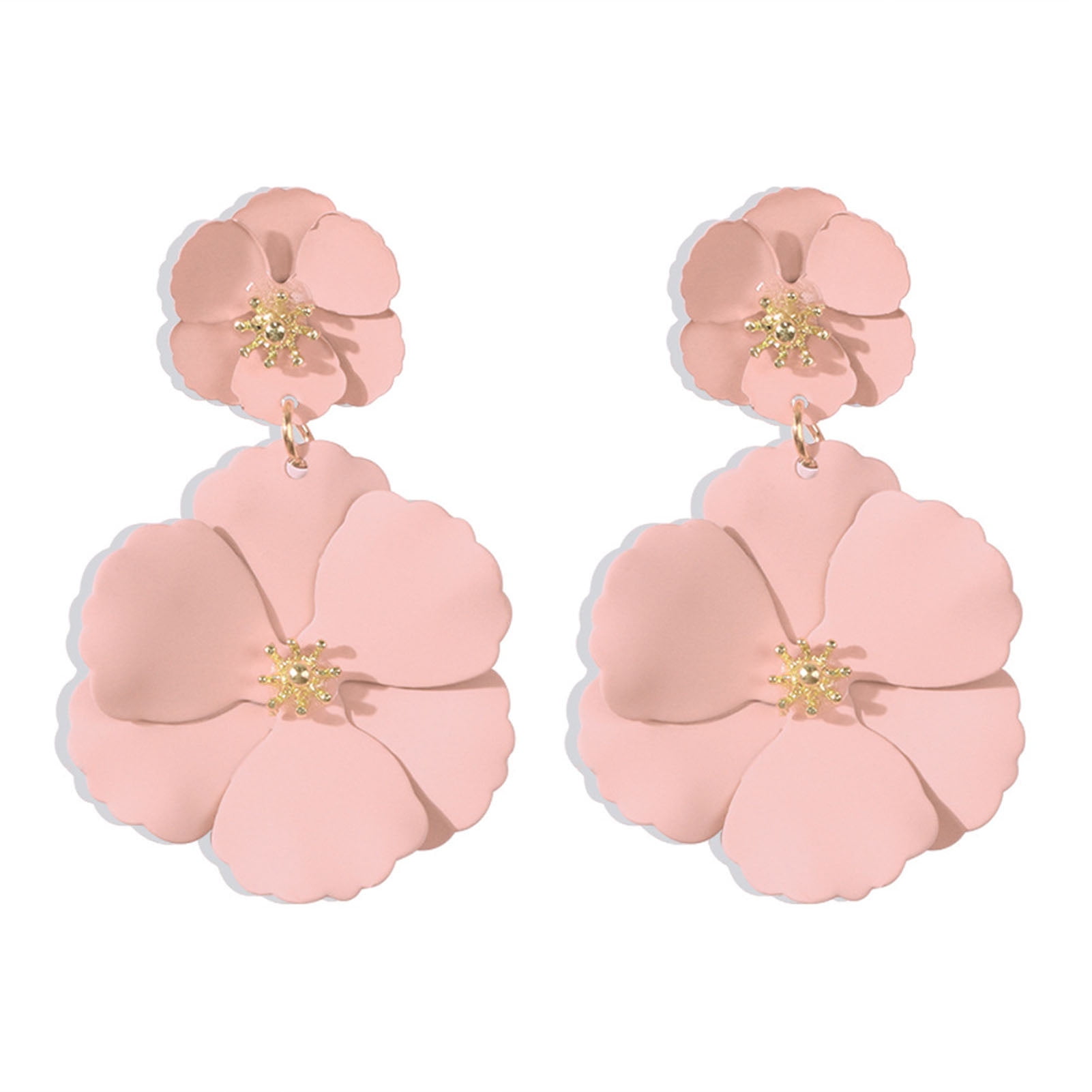 Warkul 1 Pair Flower Earrings Realistic Floral Shape Large Petal Anti ...