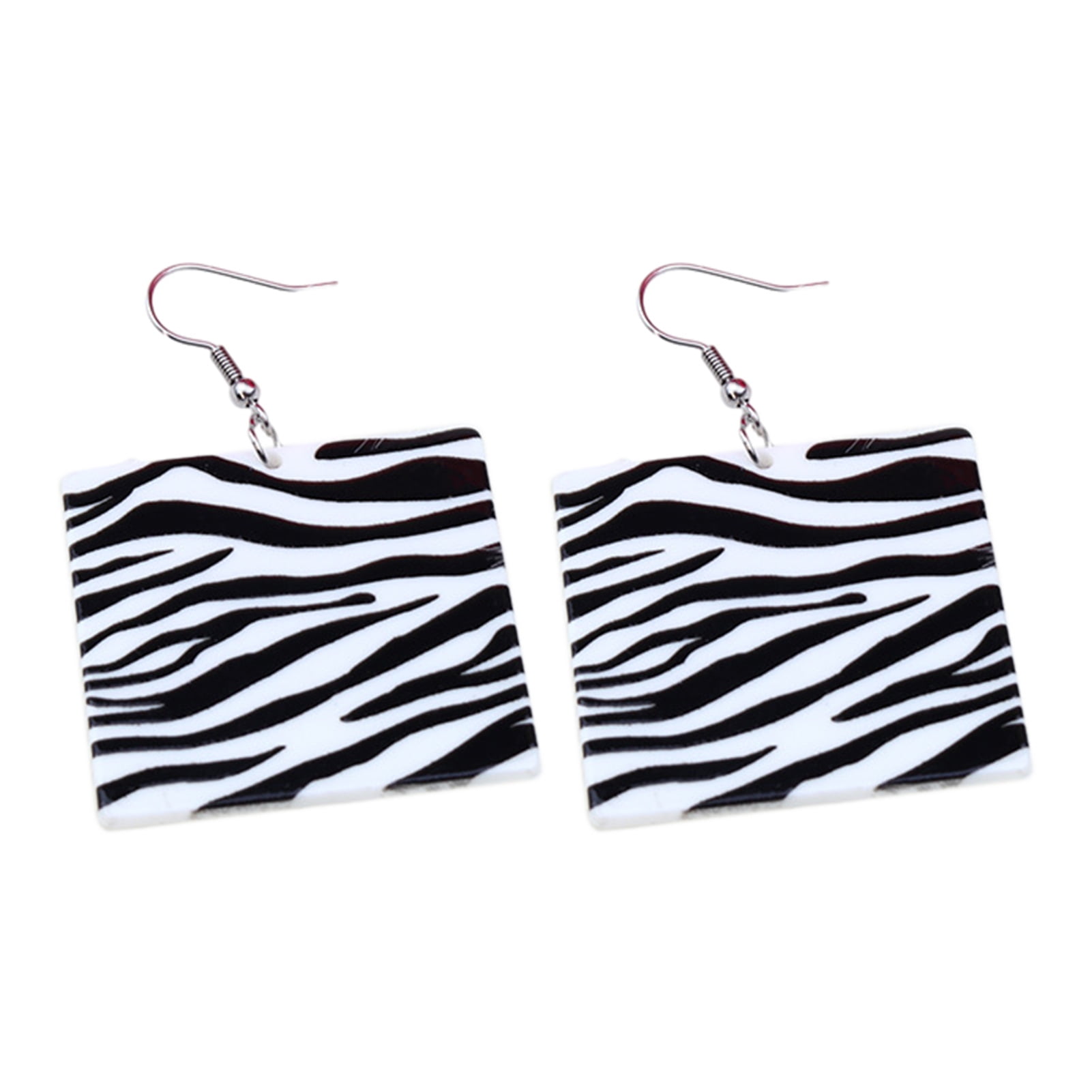 Warkul 1 Pair Vintage Zebra Print Magnetic Tape Hook Earrings 1980s Acrylic Retro Cassette Crush ...