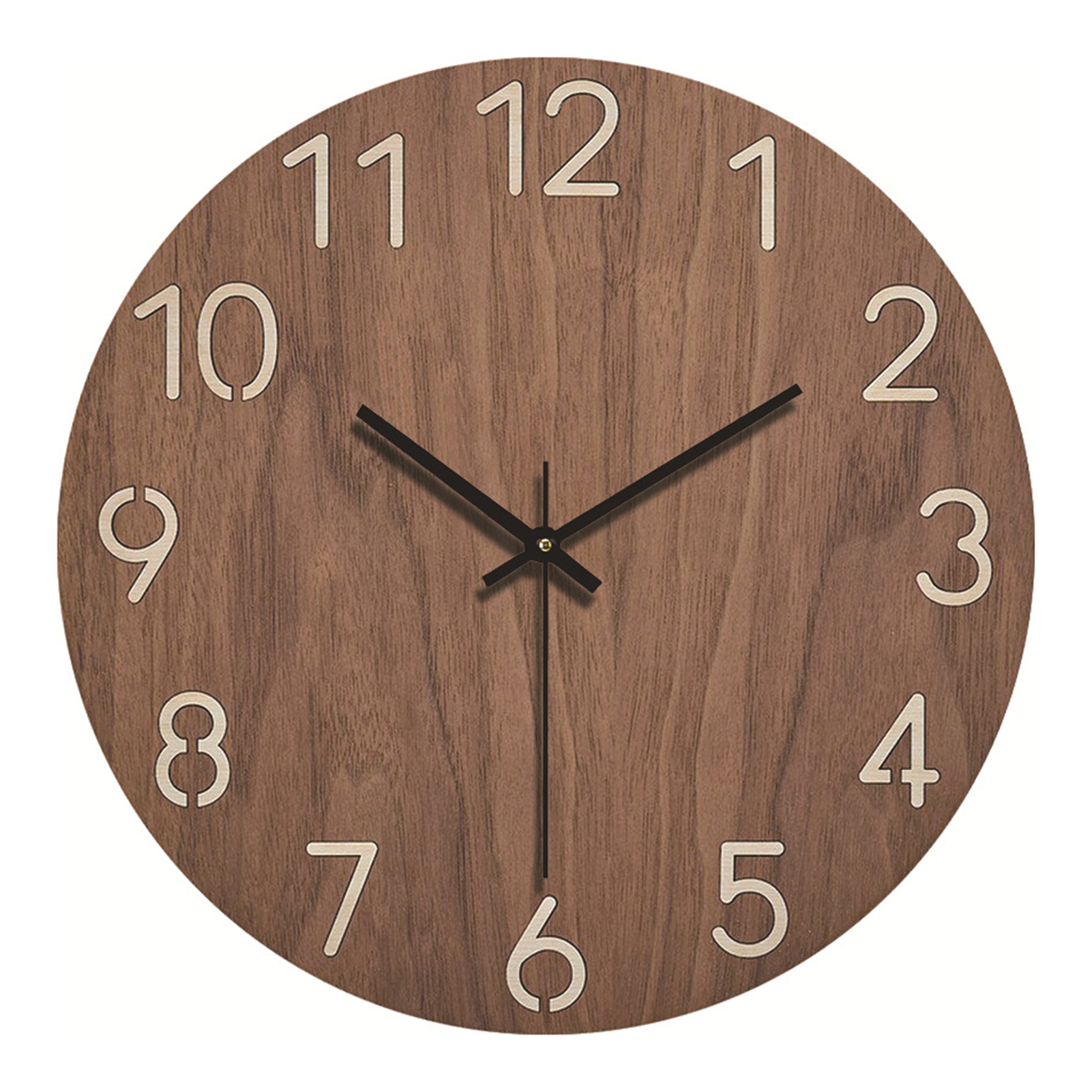 Warkul 12 inch Wooden Wall Clock Silent, Vintage Round Wall Clocks ...