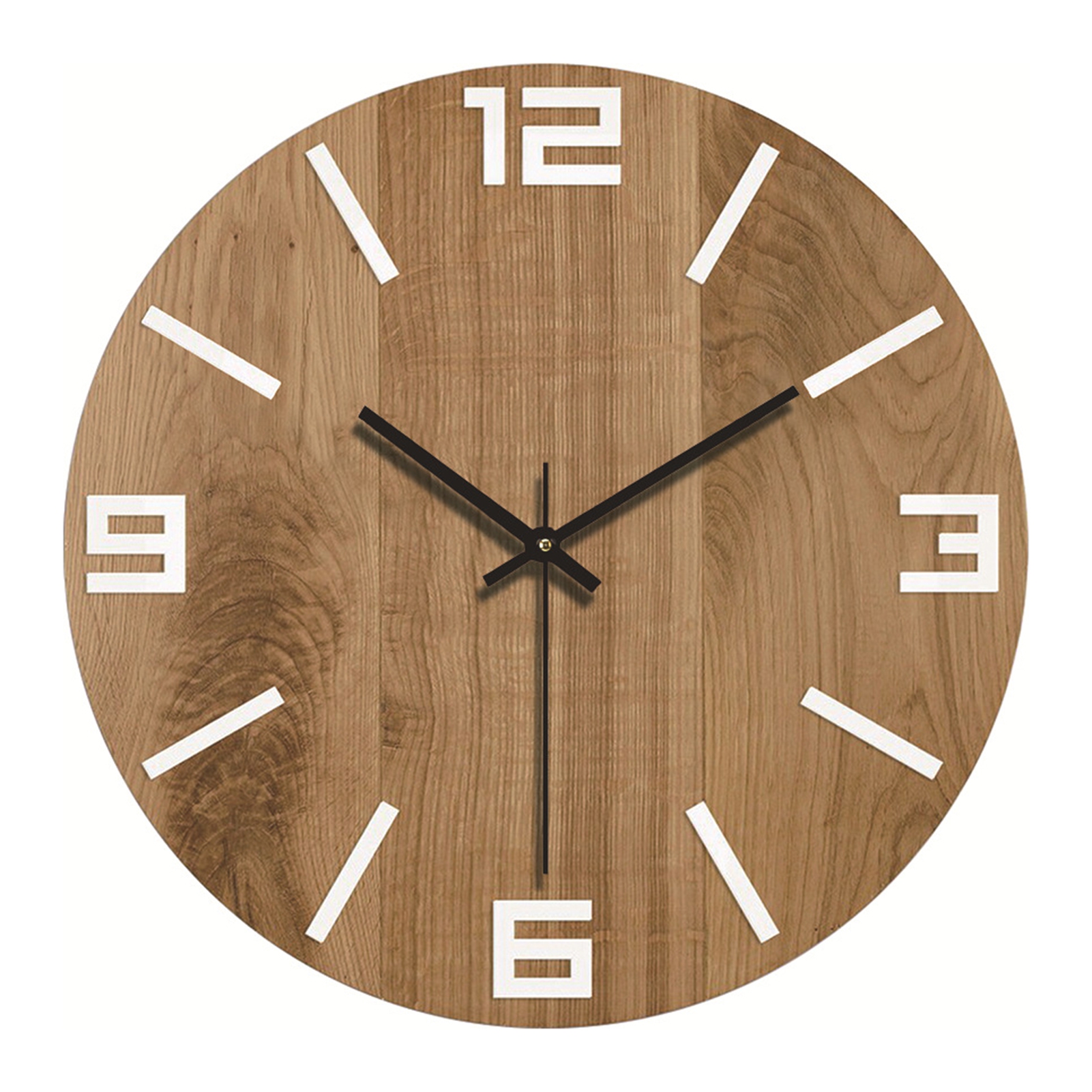 Warkul 12 inch Wooden Wall Clock Silent, Vintage Round Wall Clocks ...