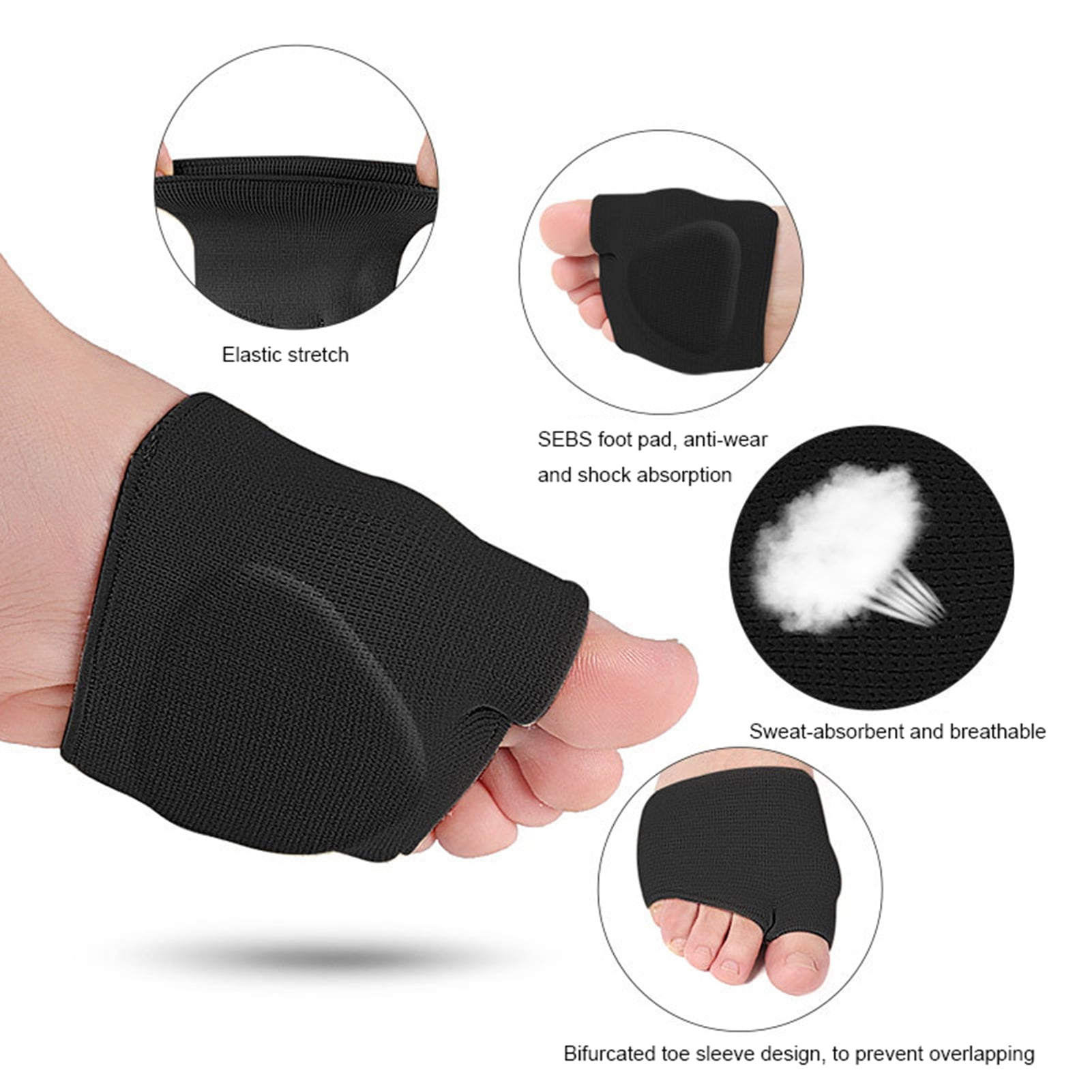 Warkul 1Pair Metatarsal Sleeve Pads, Half Toe Bunion Sleeve Foot Guard ...