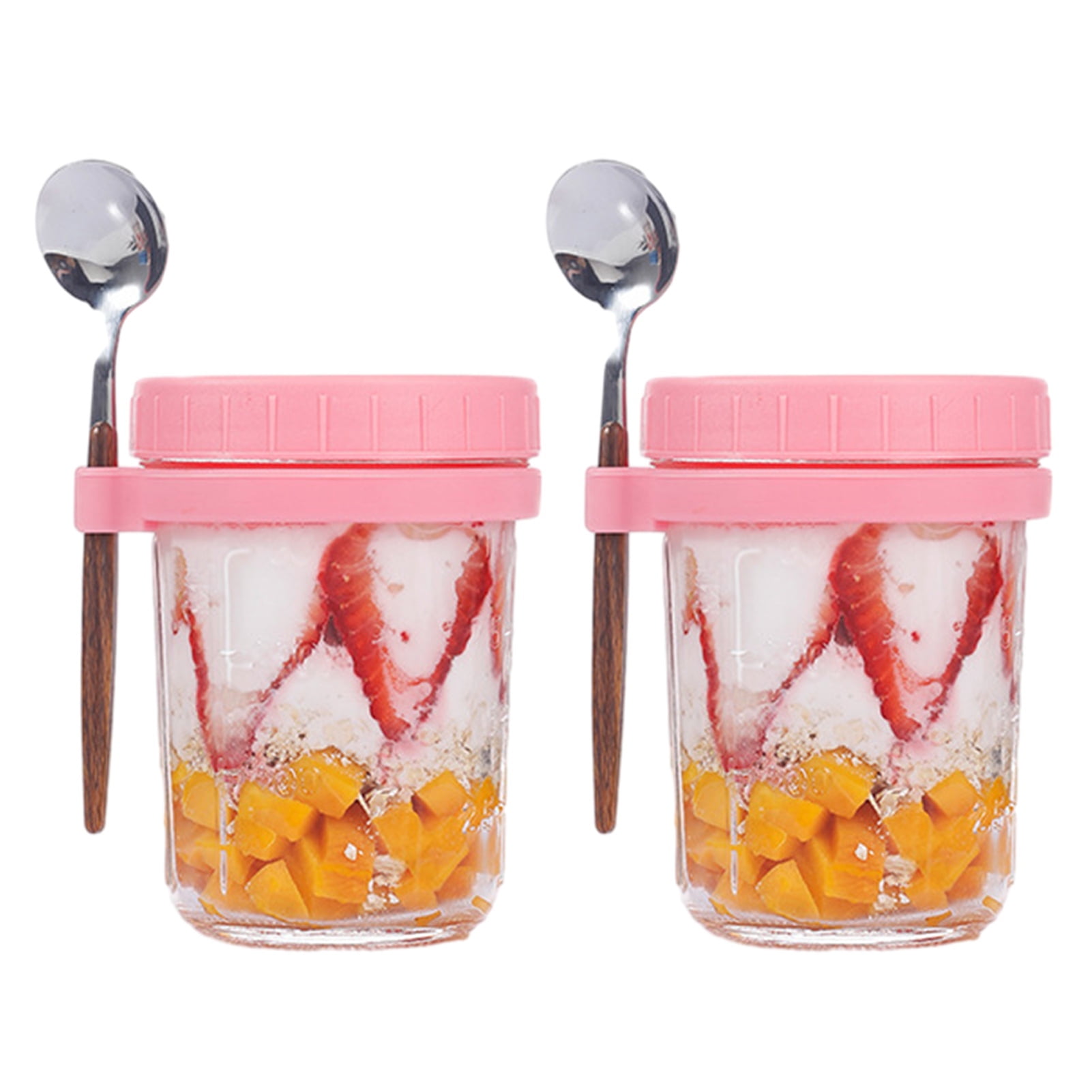Warkul 2 Pcs 350ML Oatmeal Cup Glass Overnight Oats Containers Airtight ...