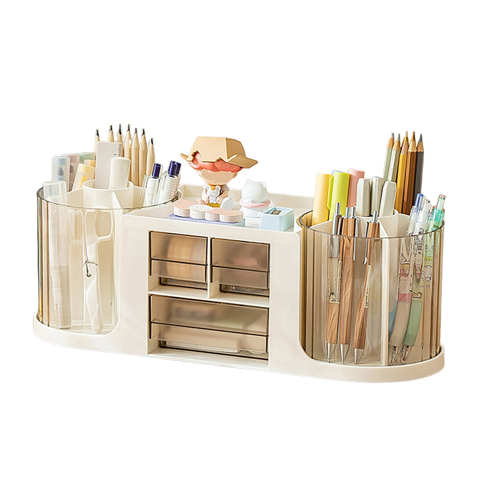 Warkul 360 Degree Rotating Pen Holder Storage Box with 2 Swivel Pencil ...