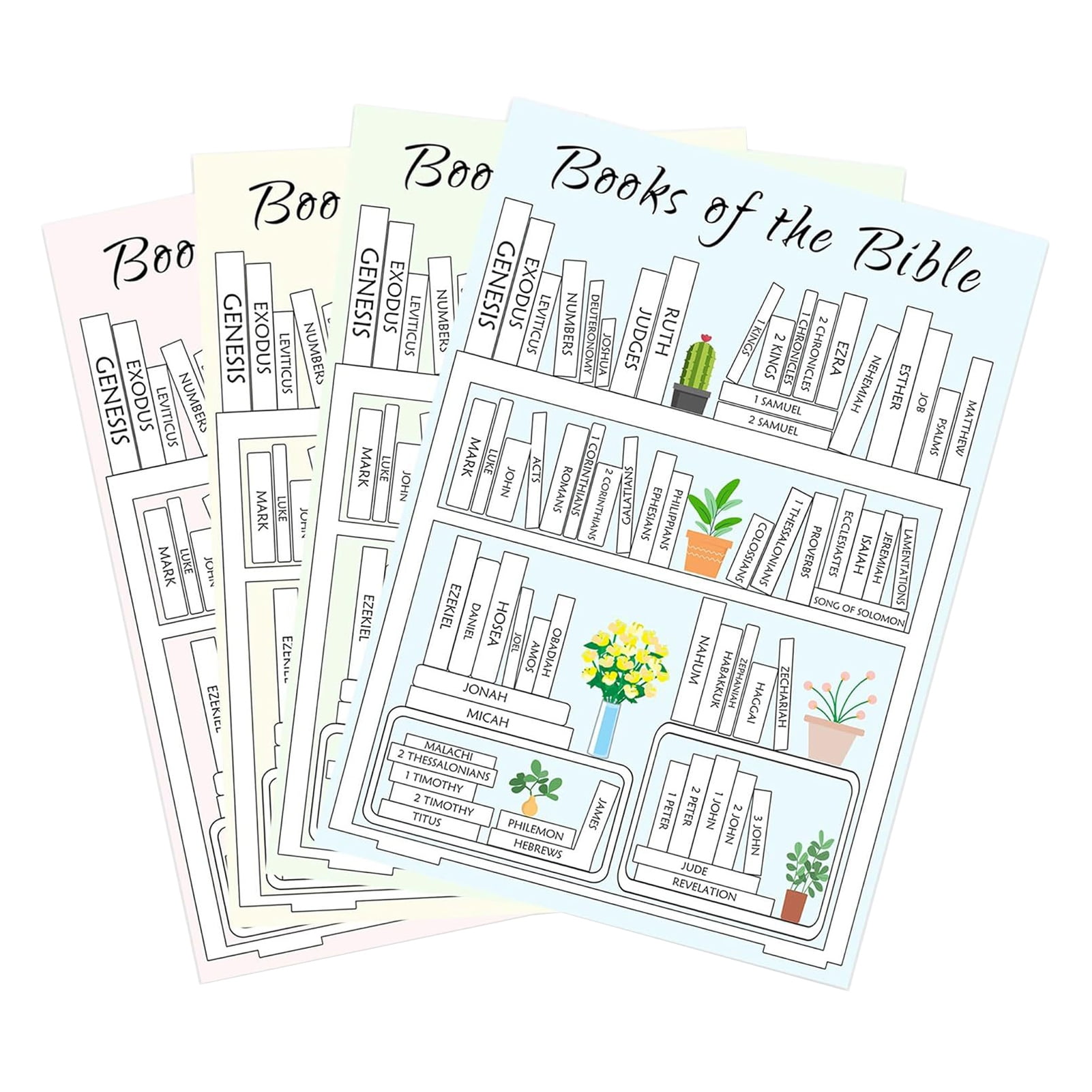 Warkul 4/8Pcs Christian Bible Book Stickers Bookshelf Display Bible ...