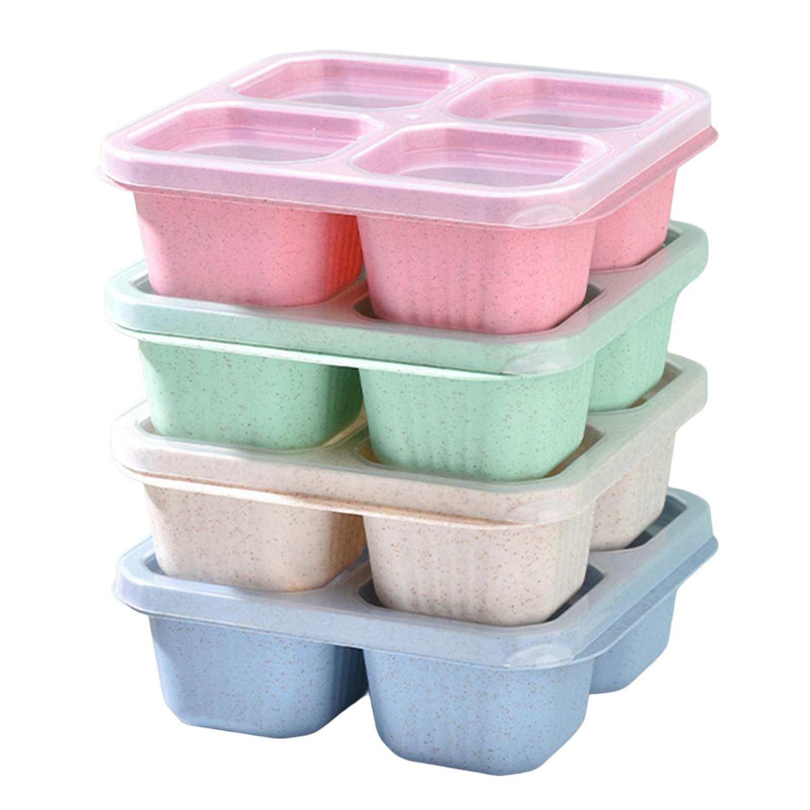 Warkul 4Pcs Bento Lunch Boxes with 4 Compartments Food Grade Heat ...