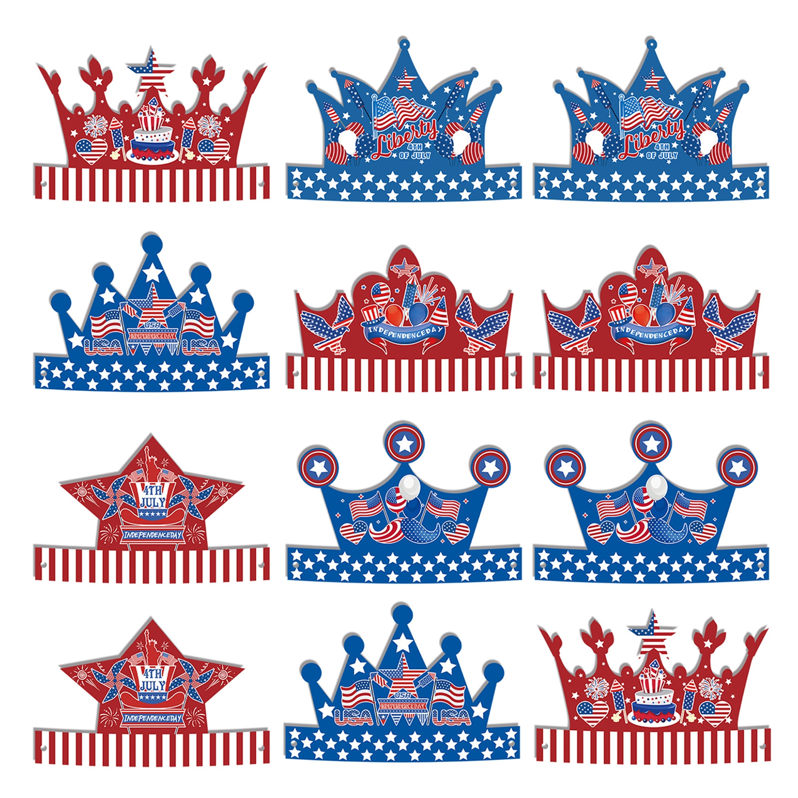 Warkul 4th of July Party Favor Headwear 6/12/24Pcs Independence Day ...