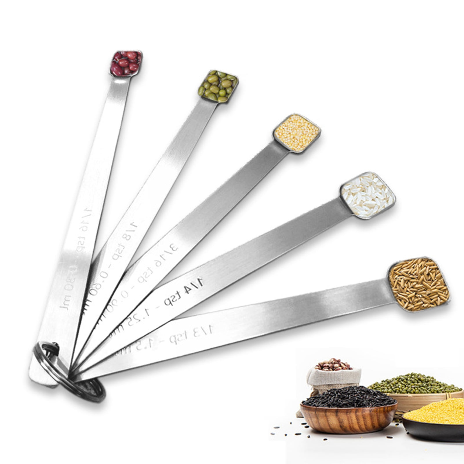 Warkul 5Pcs Measuring Spoons Set Stainless Steel, Metal Teaspoon ...