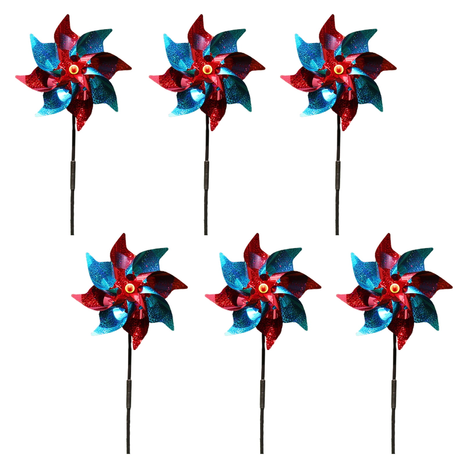 Warkul 6 Pcs Bird Repellent Windmills Colorful Wind Turbines Reflective ...