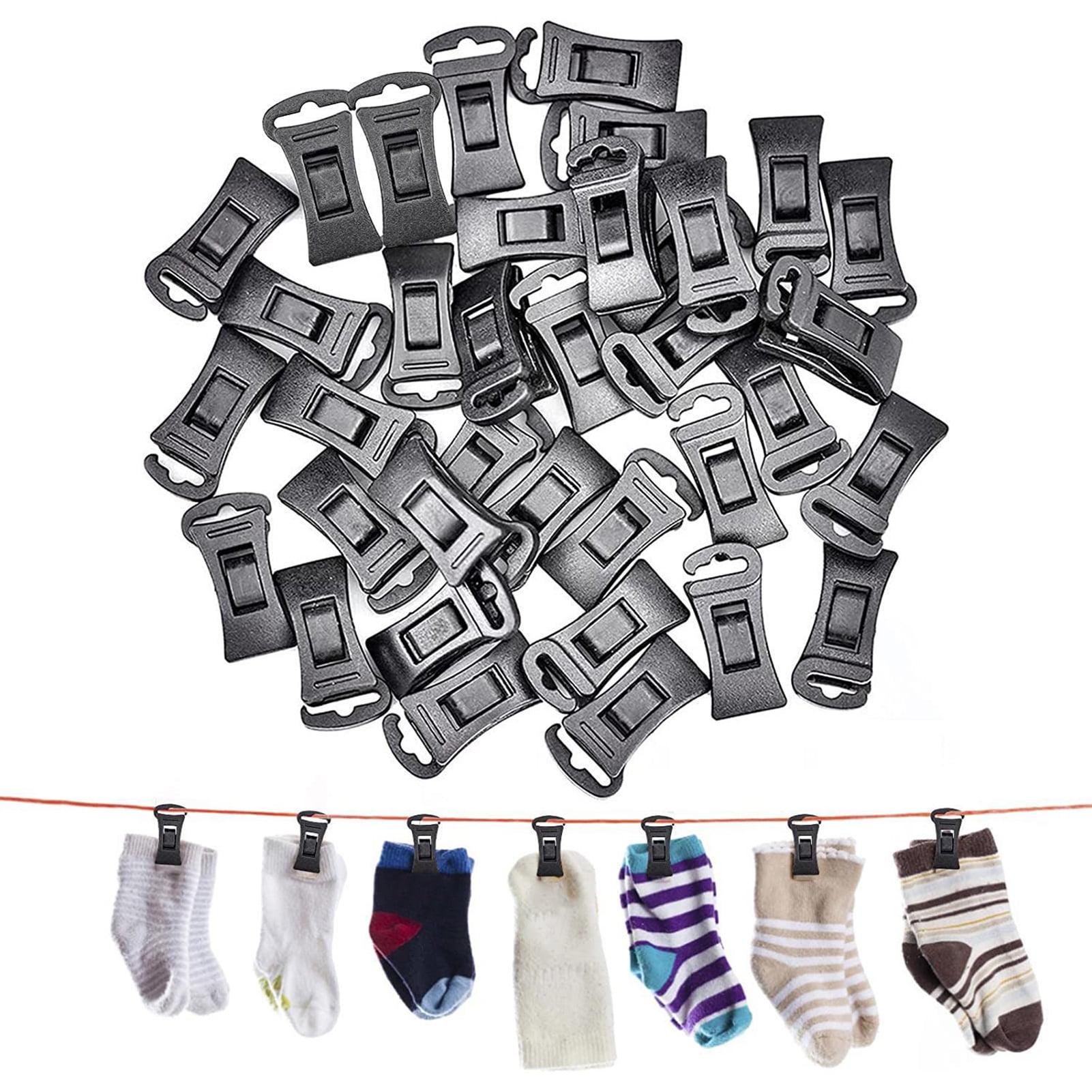 Warkul 60Pcs 8MM Clothesline Sock Clips Portable Washing Machine Dryer ...
