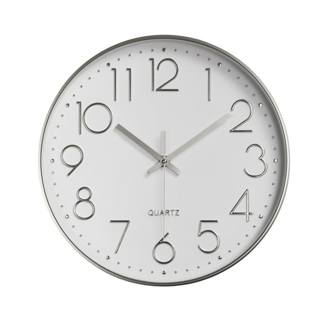 Warkul 8 Inch Silent Wall Clock Embossed Scale Round Dial Pointer ...