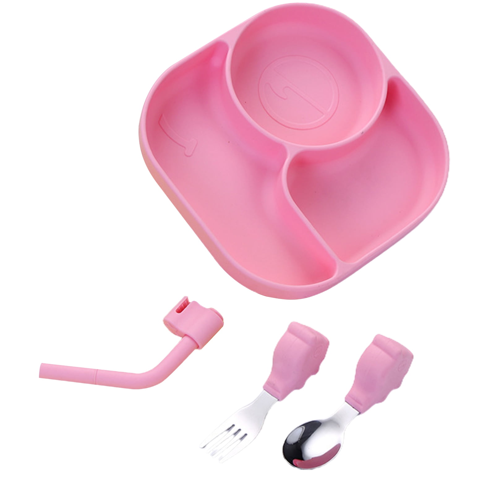 Warkul Baby Plate with Buckle Straw Compartment Design Food Grade ...