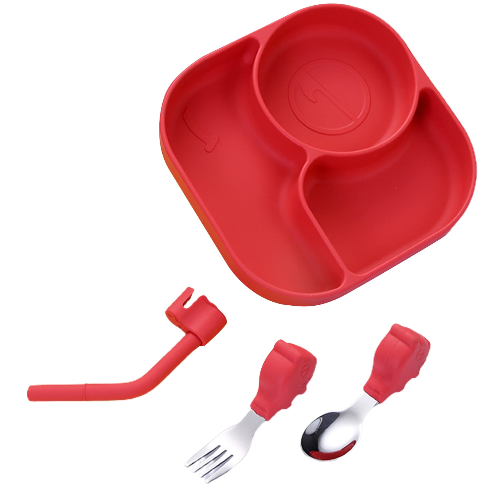 Warkul Baby Plate with Buckle Straw Compartment Design Food Grade ...