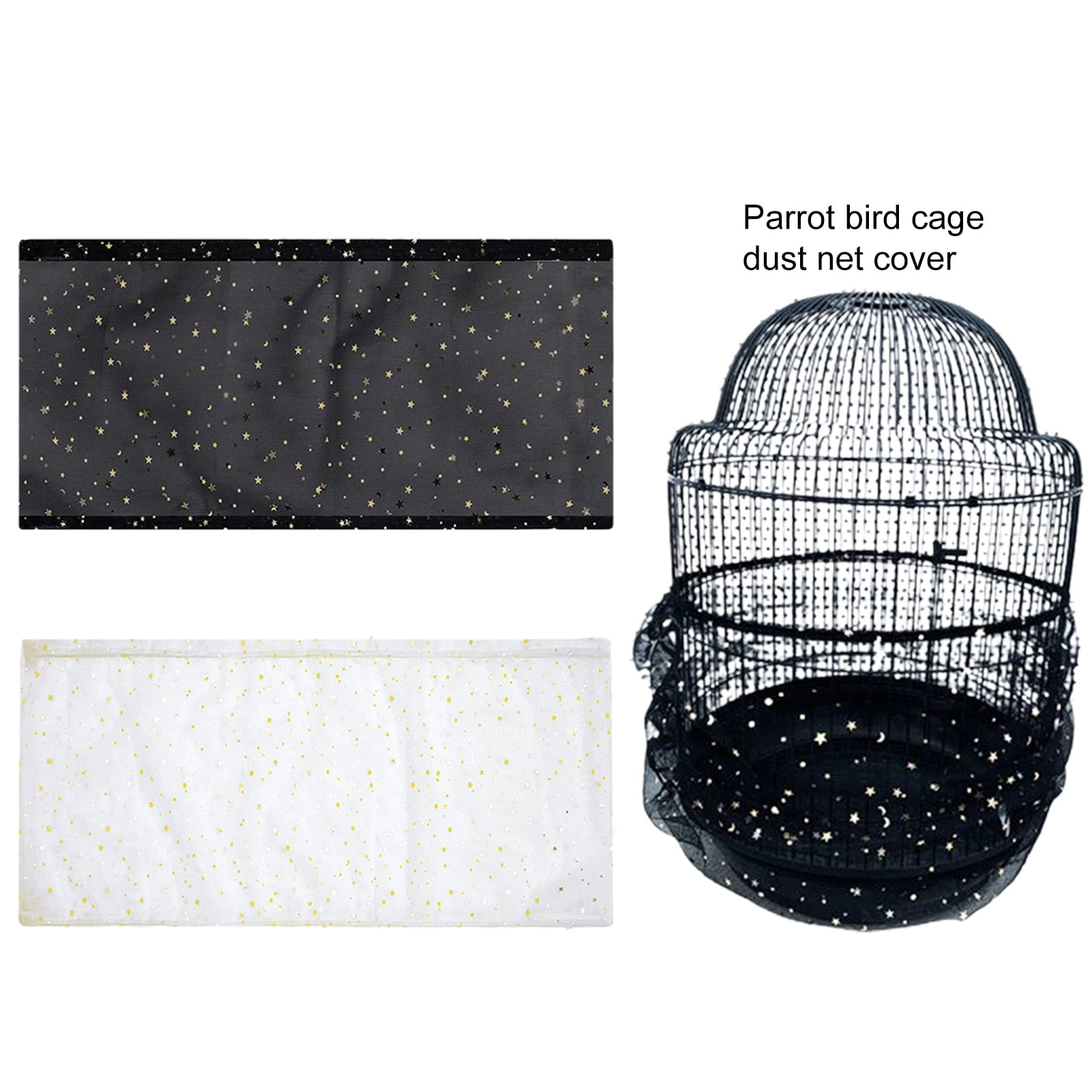 Warkul Bird Cage Mesh Cover Easy to Clean Adjustable Elastic Soft Bird ...