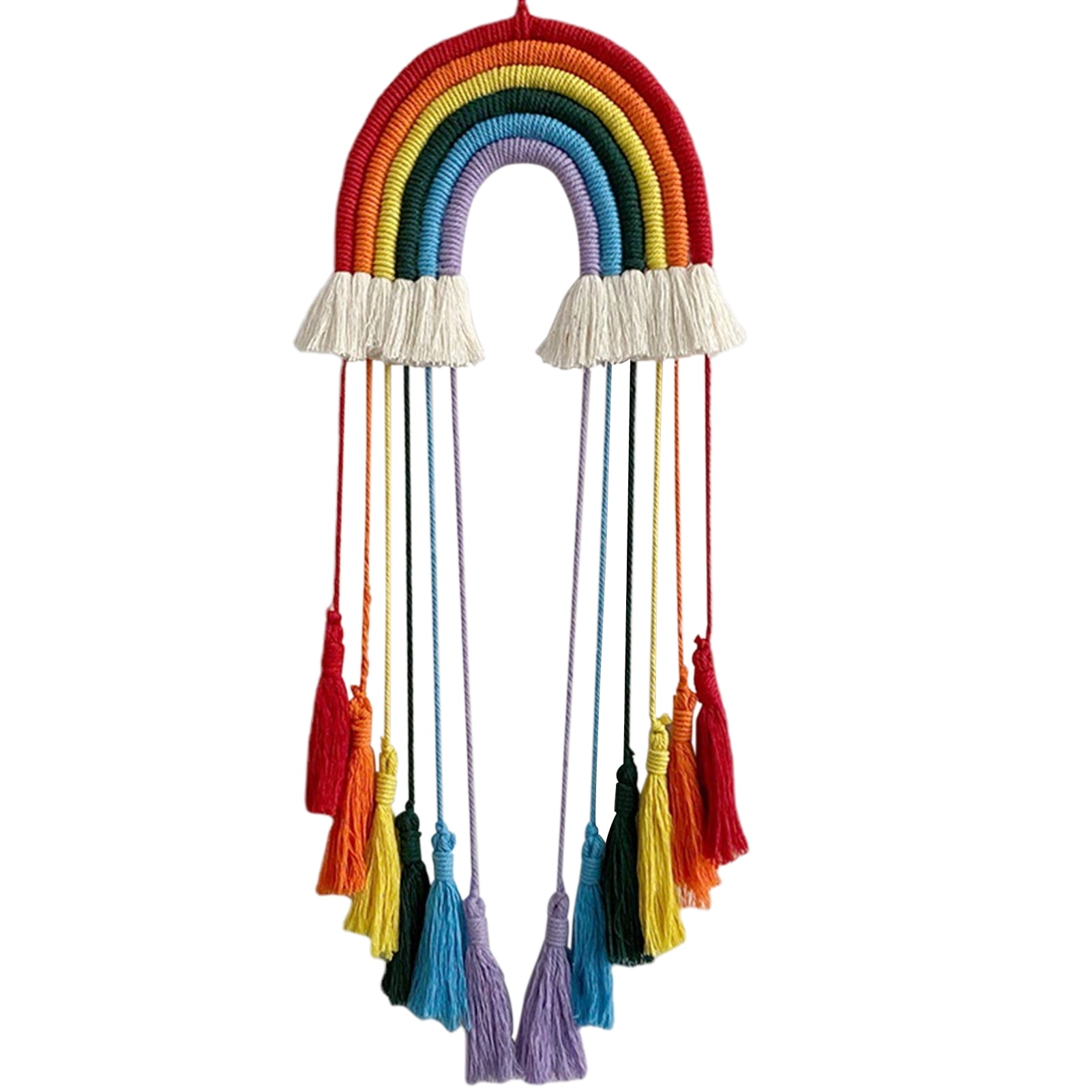 Warkul Boho Rainbow Macrame Wall Hanging with Tassels - Hand Woven Clip ...