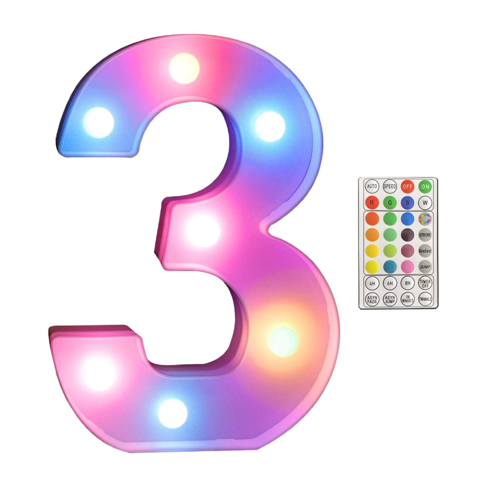 Warkul Colorful LED Number Lights with Remote - 4 Flashing Modes, 16 ...
