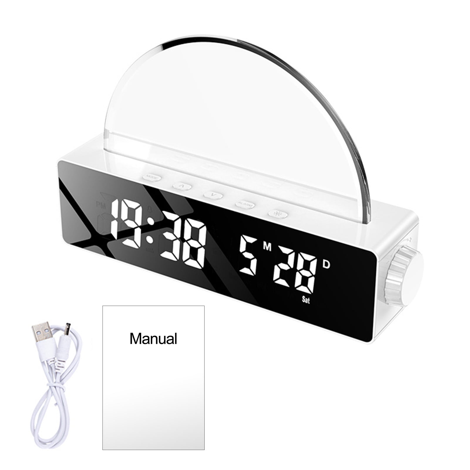 Warkul Colorful Light Clock Dual Alarm Clock Adjust Brightness Time ...
