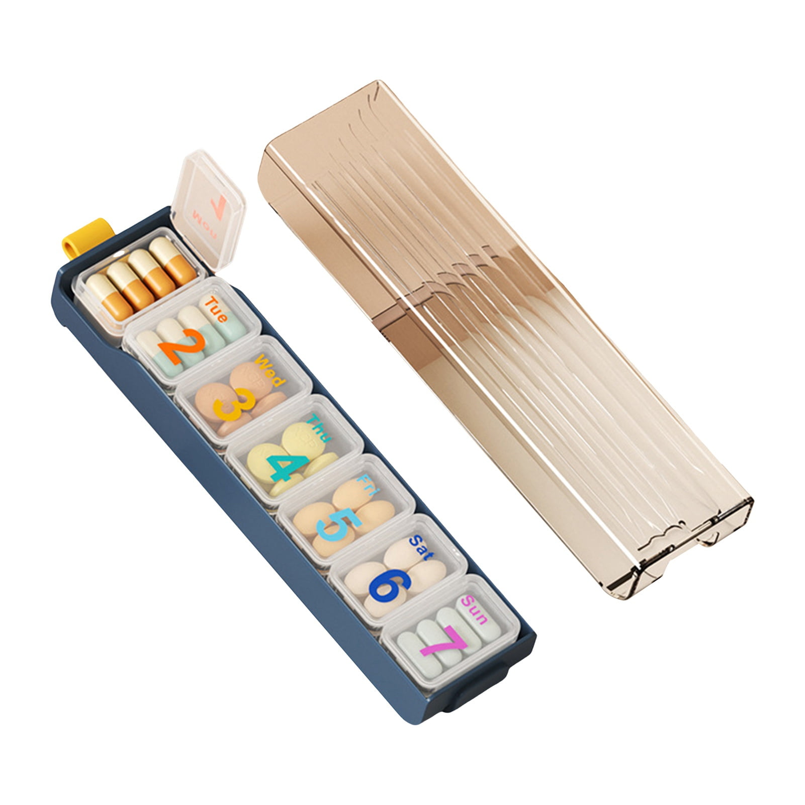 Warkul Compartmented Weekly Pill Box 7 Compartments Dustproof Moisture ...