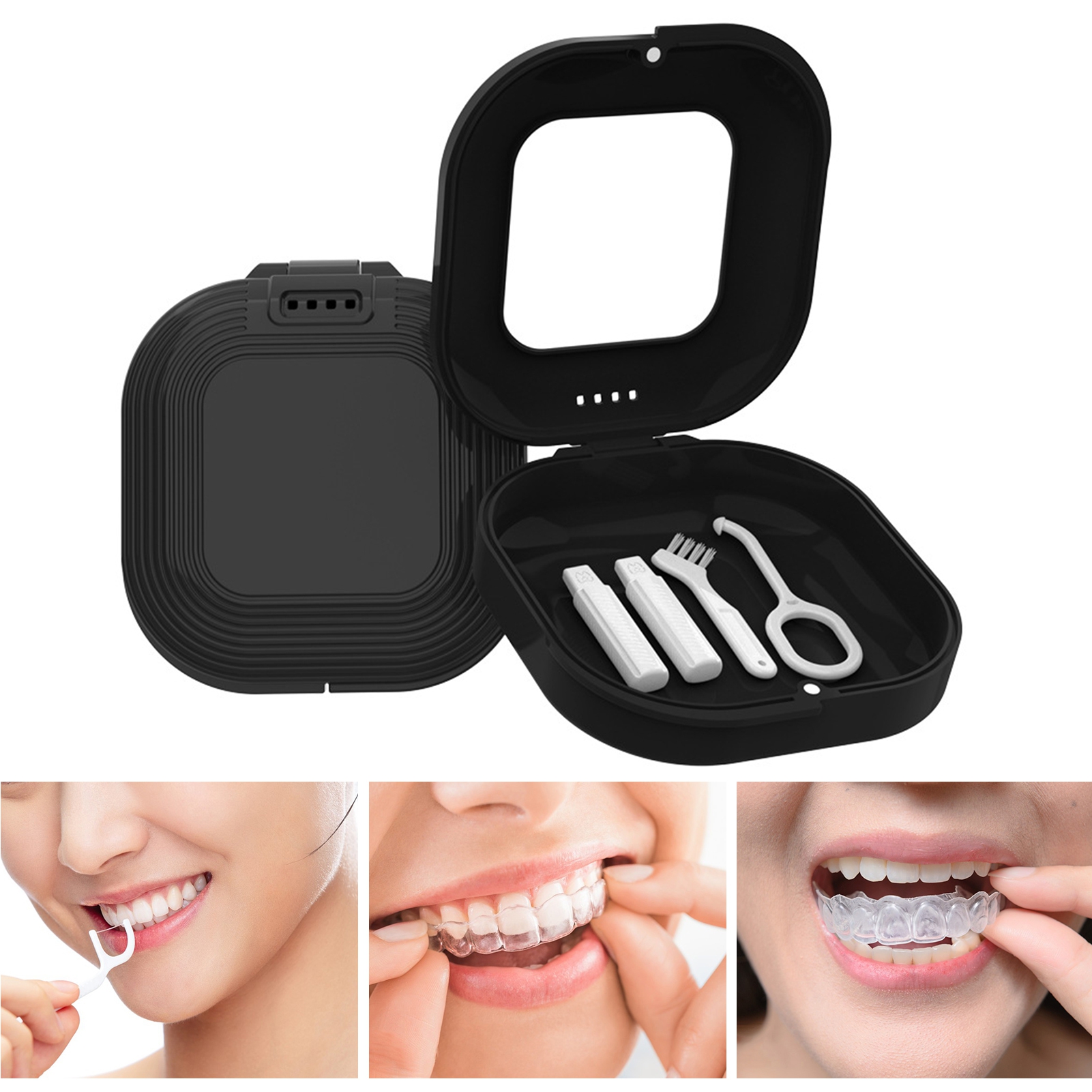 Warkul Denture Case, No-Leak Retainer Cleaner Case, Braces Box, Denture ...