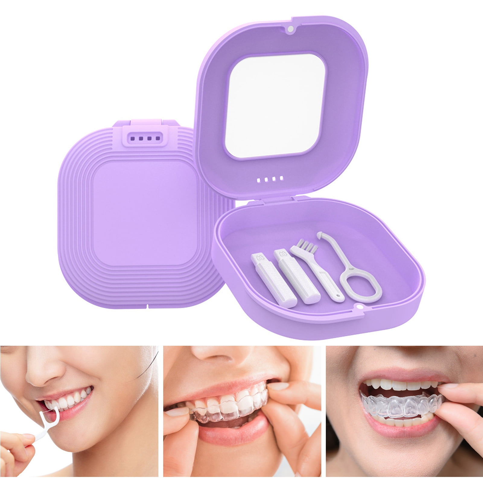Warkul Denture Case, No-Leak Retainer Cleaner Case, Braces Box, Denture ...