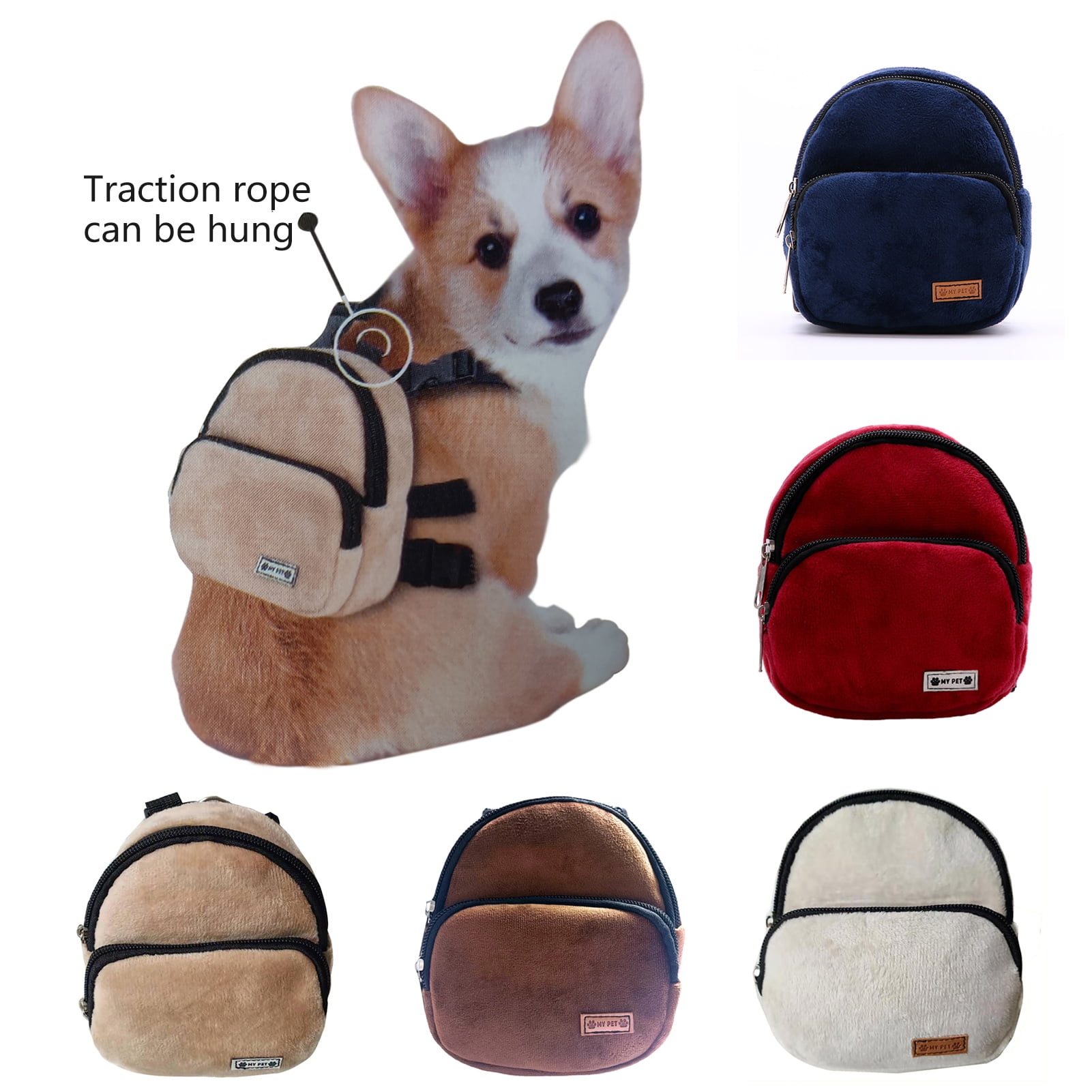 Warkul Dog Harness Backpack with Zipper Adjustable Quick Release Mini ...