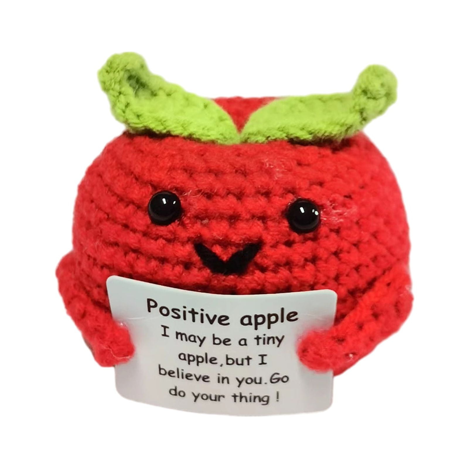 Warkul Funny Positive Knitted Doll Ornament, Mini Hand Woven Doll with ...