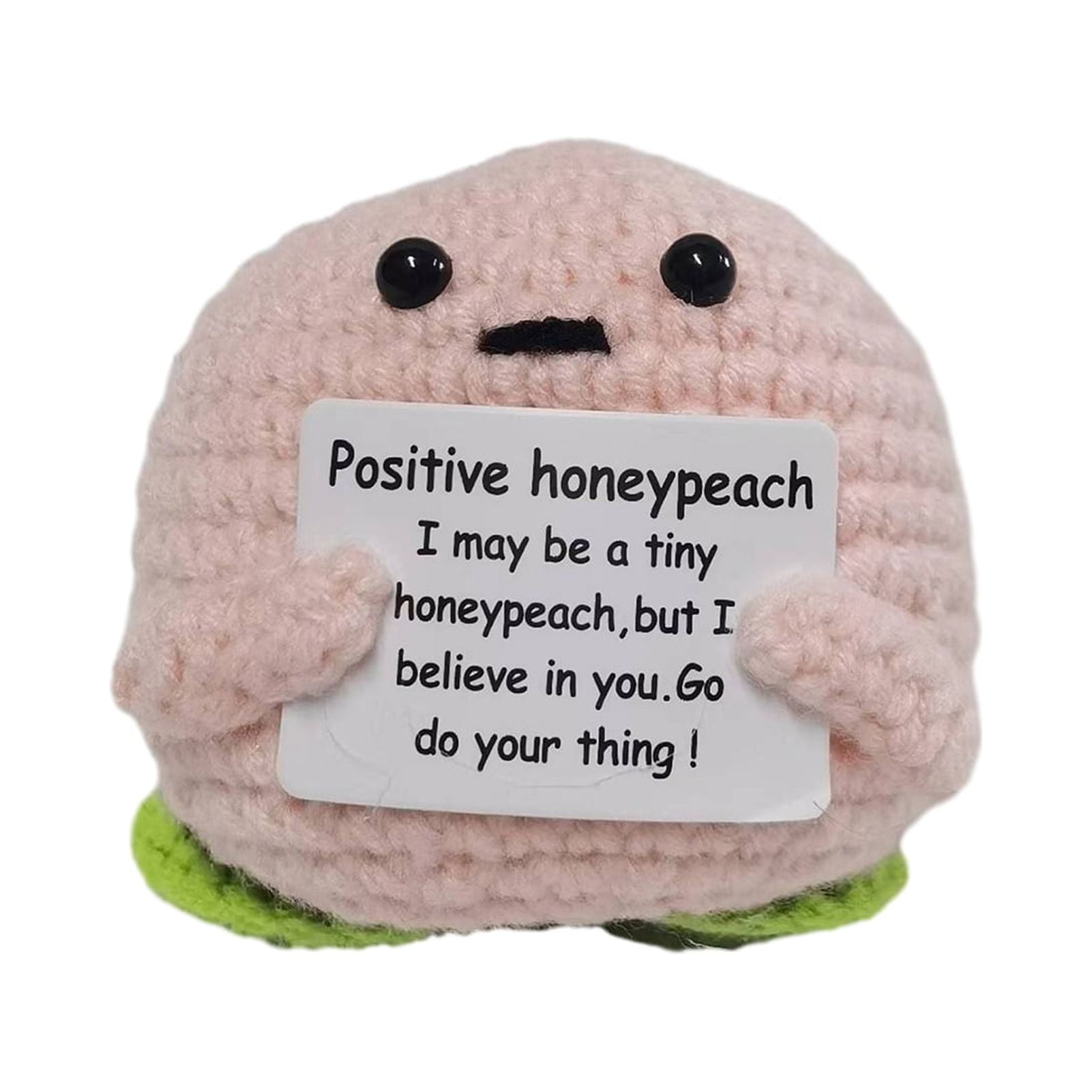 Warkul Funny Positive Knitted Doll Ornament, Mini Hand Woven Doll with ...