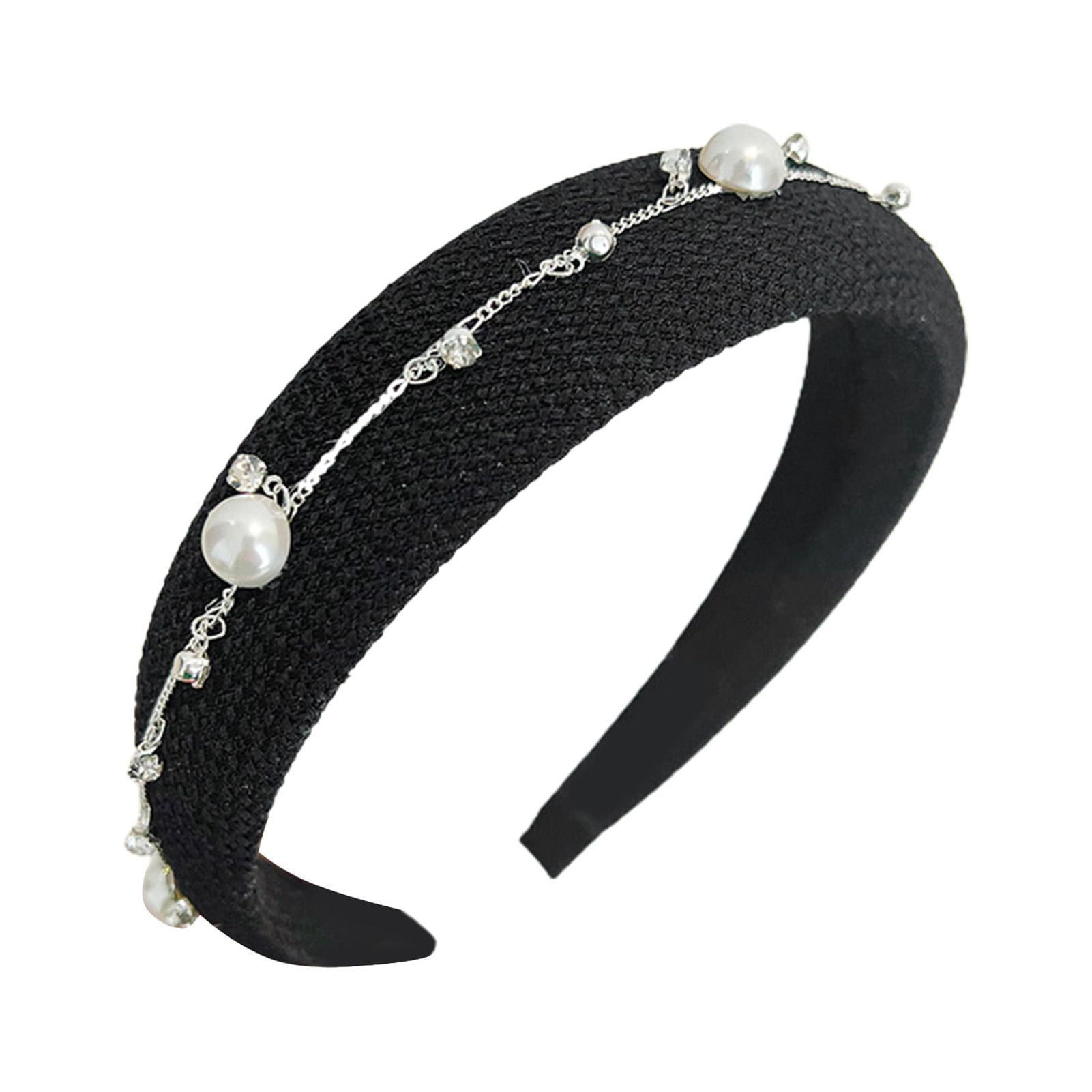 Warkul Hairbands For Womens Hair Faux Pearls Rhinestone Bell Chain