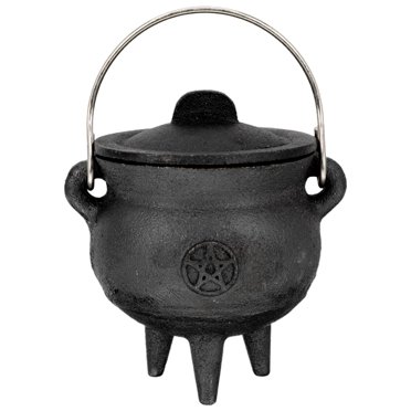 Triple Moon Cast Iron Cauldron With Lid and Handle, Witches Cauldron ...
