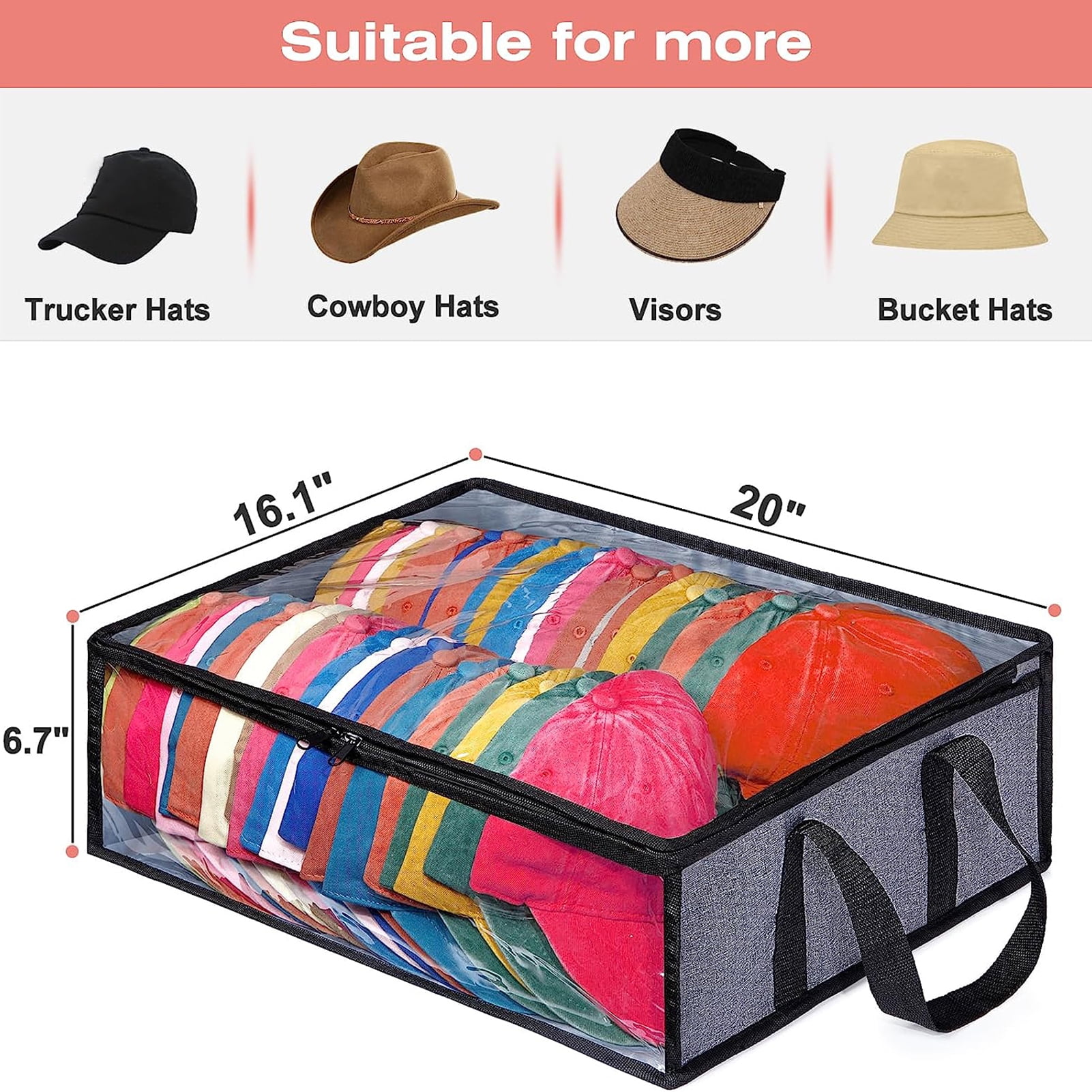 Warkul Hat Storage Bag Large Capacity Easy Access Holds 40 Baseball ...