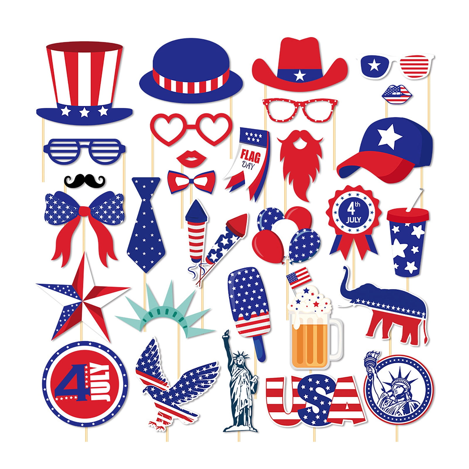 Warkul Independence Day Party Props 1 Set 4th of July Photo Booth Frame ...
