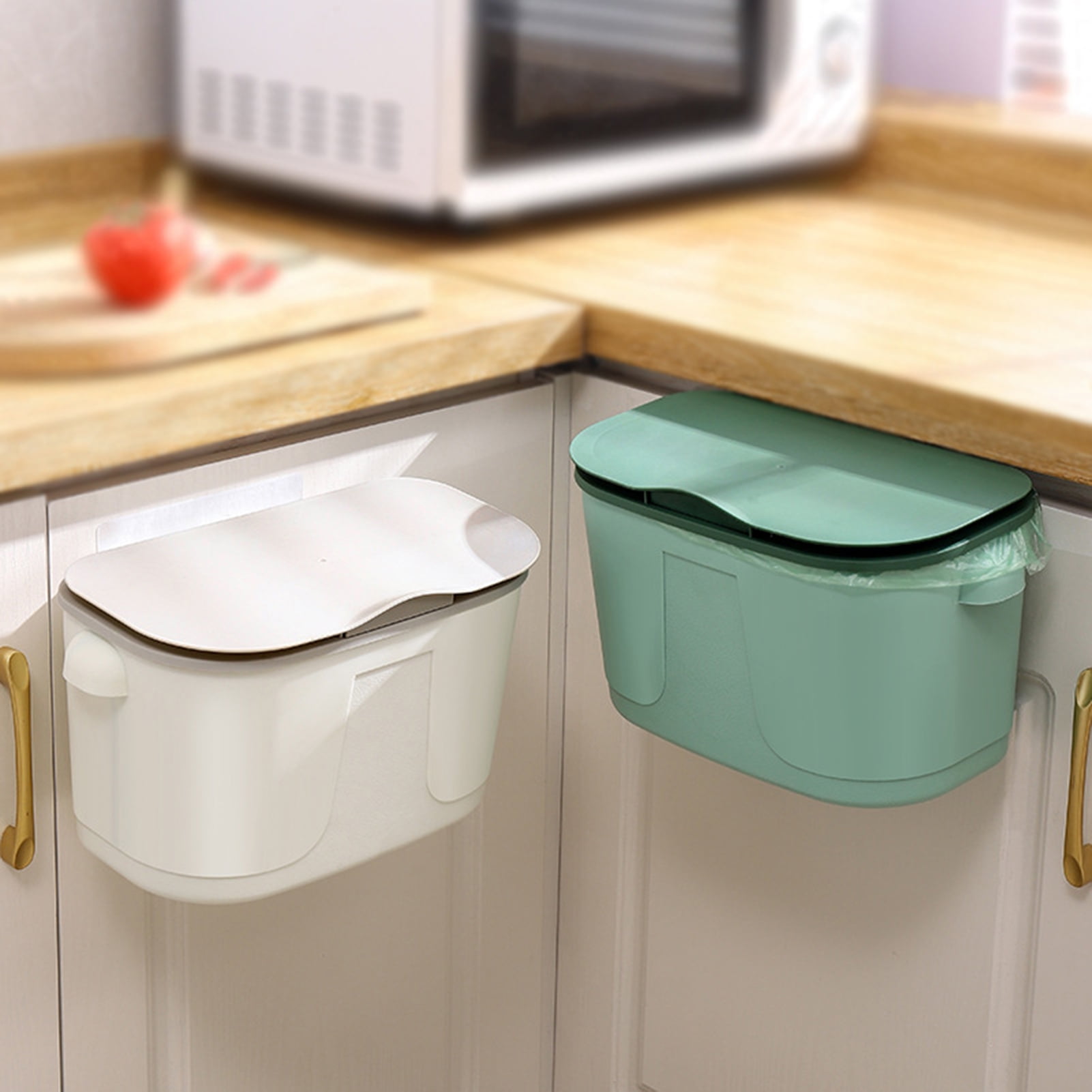 Warkul Kitchen Cabinet Door Hanging Trash Can With Handle Small Under Sink Garbage Can Wall