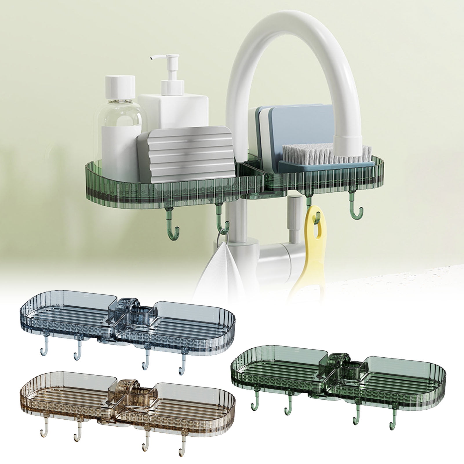 Warkul Kitchen Sink Faucet Rack Soap Drainer Shelf Basket Organizer ...