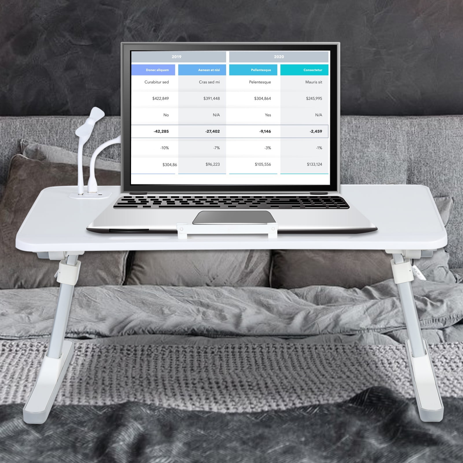 Warkul Laptop Bed Tray Table Adjustable Height Laptop Bed Table ...