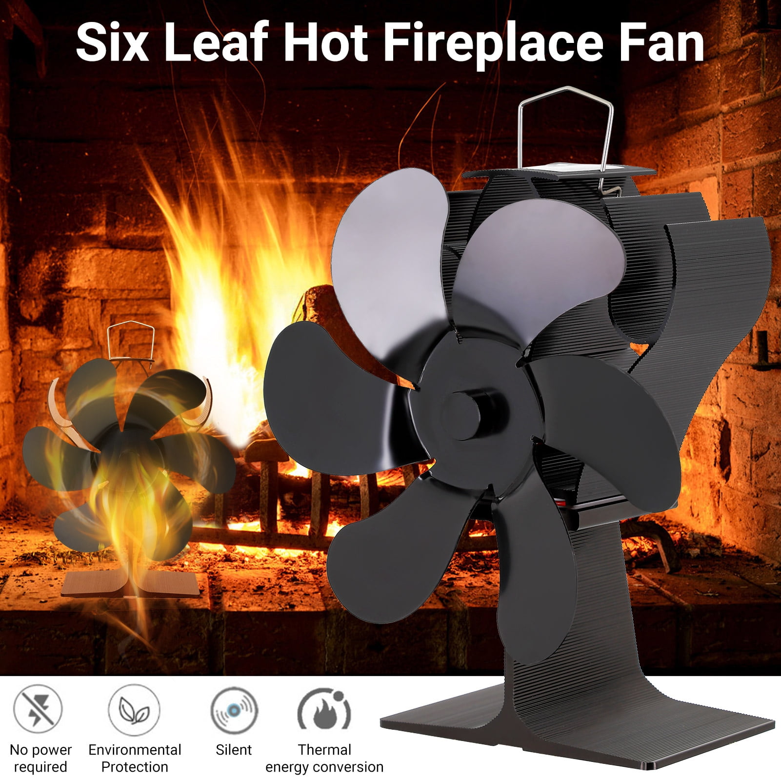 Warkul Log Burner Stove Fan 6 Blades, Wood Burning Stove Fan Heat ...