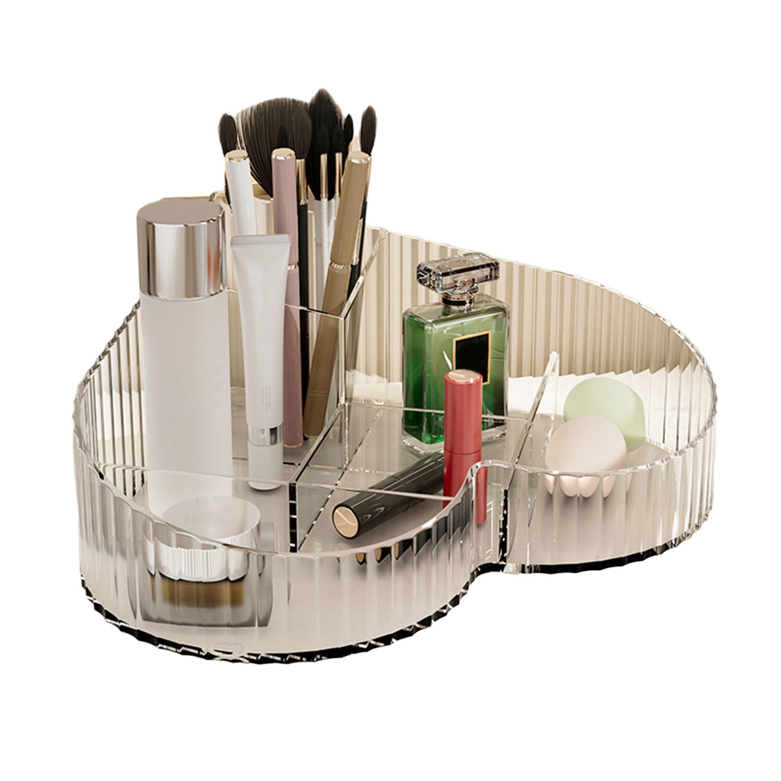 Warkul Love Heart Cosmetic Storage Box Multi-compartments Clear Plastic ...