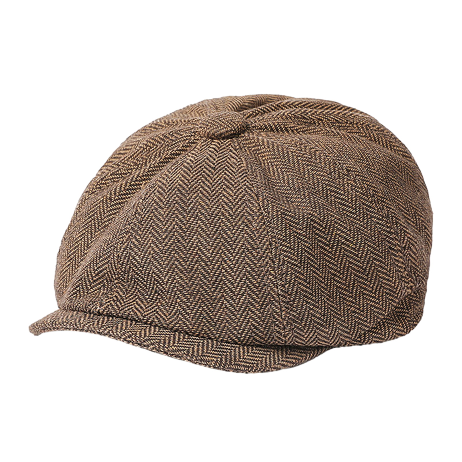 Warkul Men Autumn Winter Classic Herringbone Pattern Octagonal Hat ...